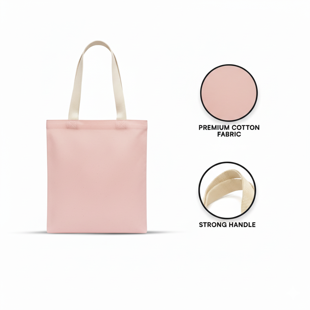 13x15 Inch (330 GSM) Plain Light Pink and White Tote Bag – EcoCarry